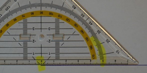 Wie misst man Winkel mit einem Geodreieck?